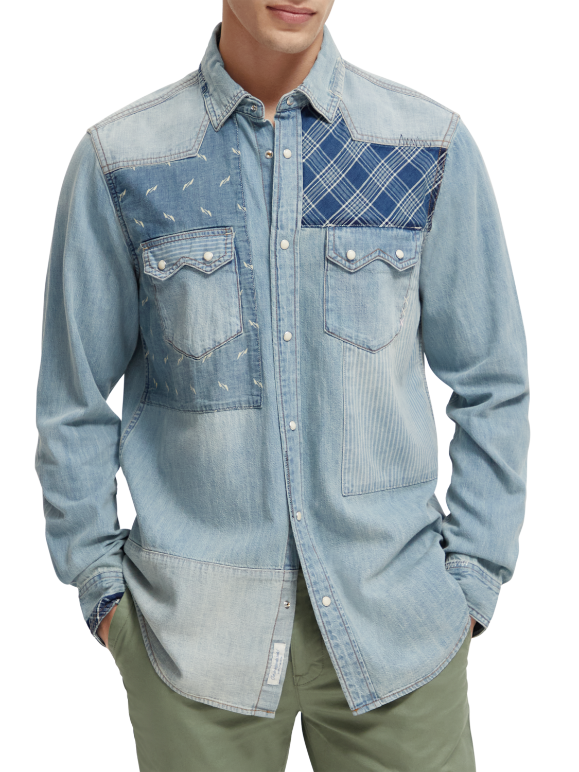 Washed Indigo Patchwork Western Shirt | Buster McGee
